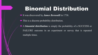 Discrete distributions: Binomial, Poisson & Hypergeometric distributions | PPTX