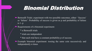 Discrete distributions: Binomial, Poisson & Hypergeometric distributions | PPTX