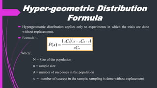 Discrete distributions: Binomial, Poisson & Hypergeometric ...