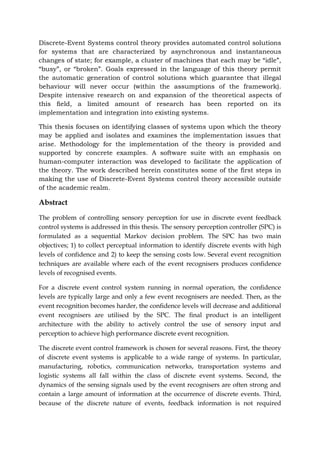 Discrete event systems comprise of discrete state spaces and event | PDF