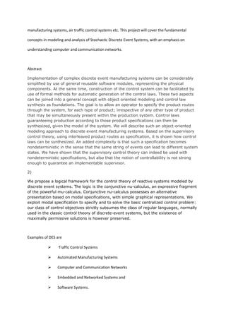 Discrete event systems comprise of discrete state spaces and event | PDF