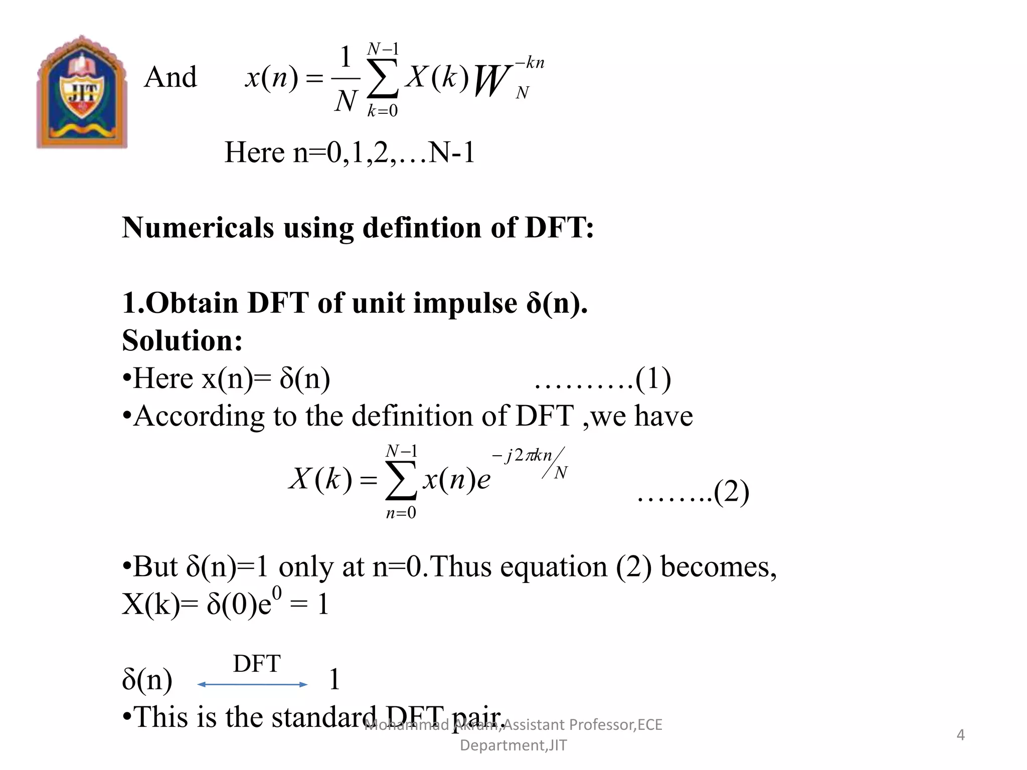 Discrete fourier transform | PPTX