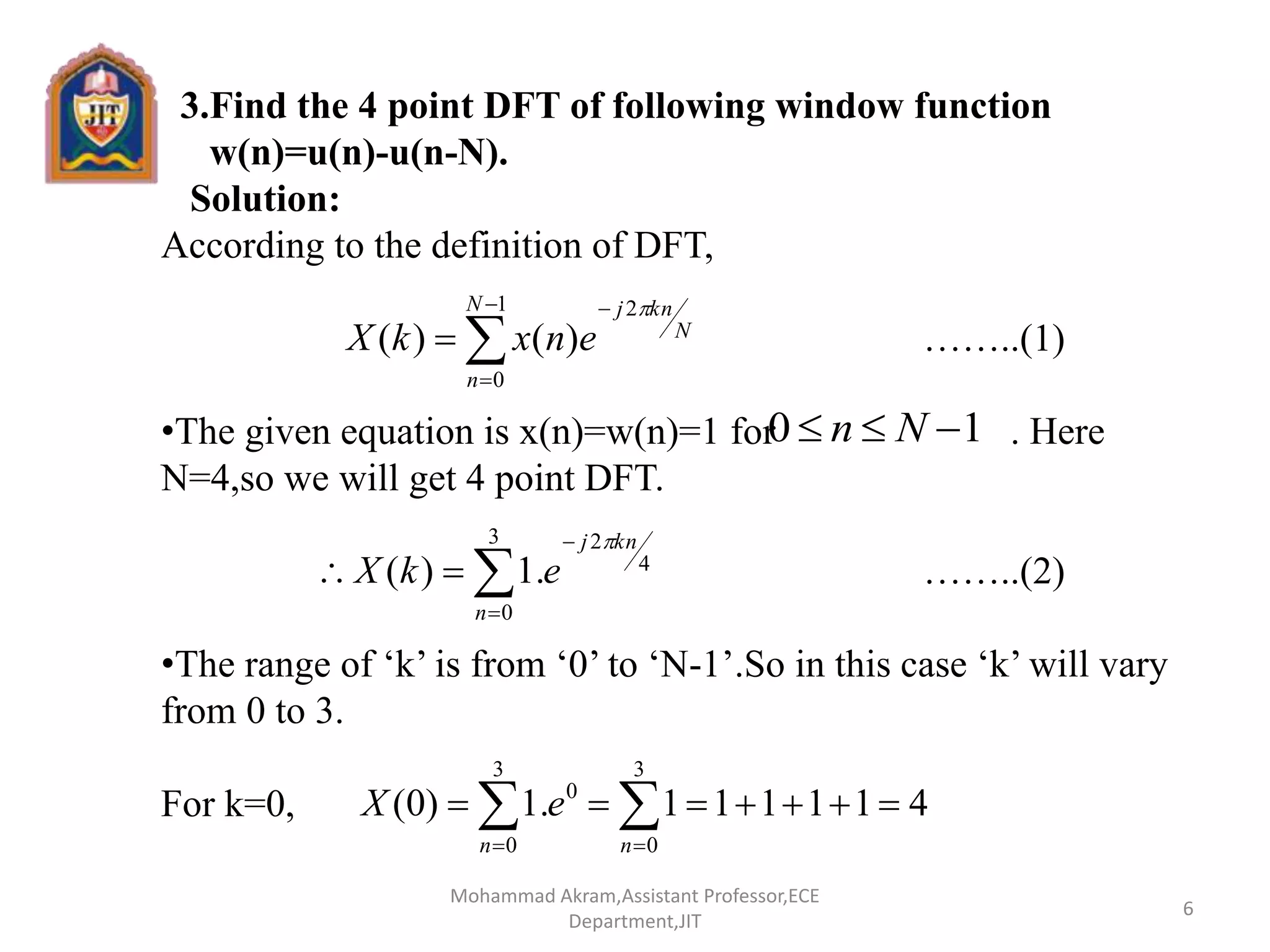 Discrete fourier transform | PPTX