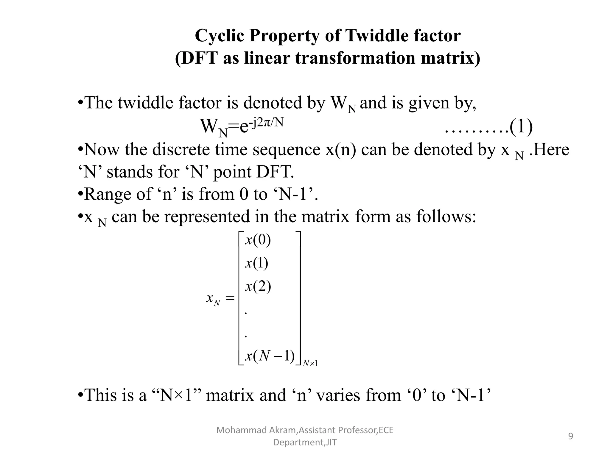 Discrete Fourier Transform Ppt