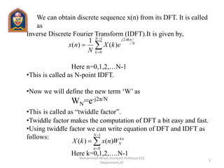 Discrete fourier transform | PPTX