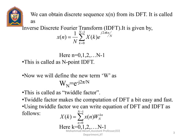 Discrete fourier transform | PPTX