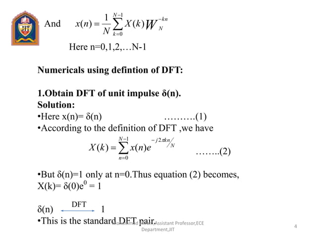 Discrete fourier transform | PPTX