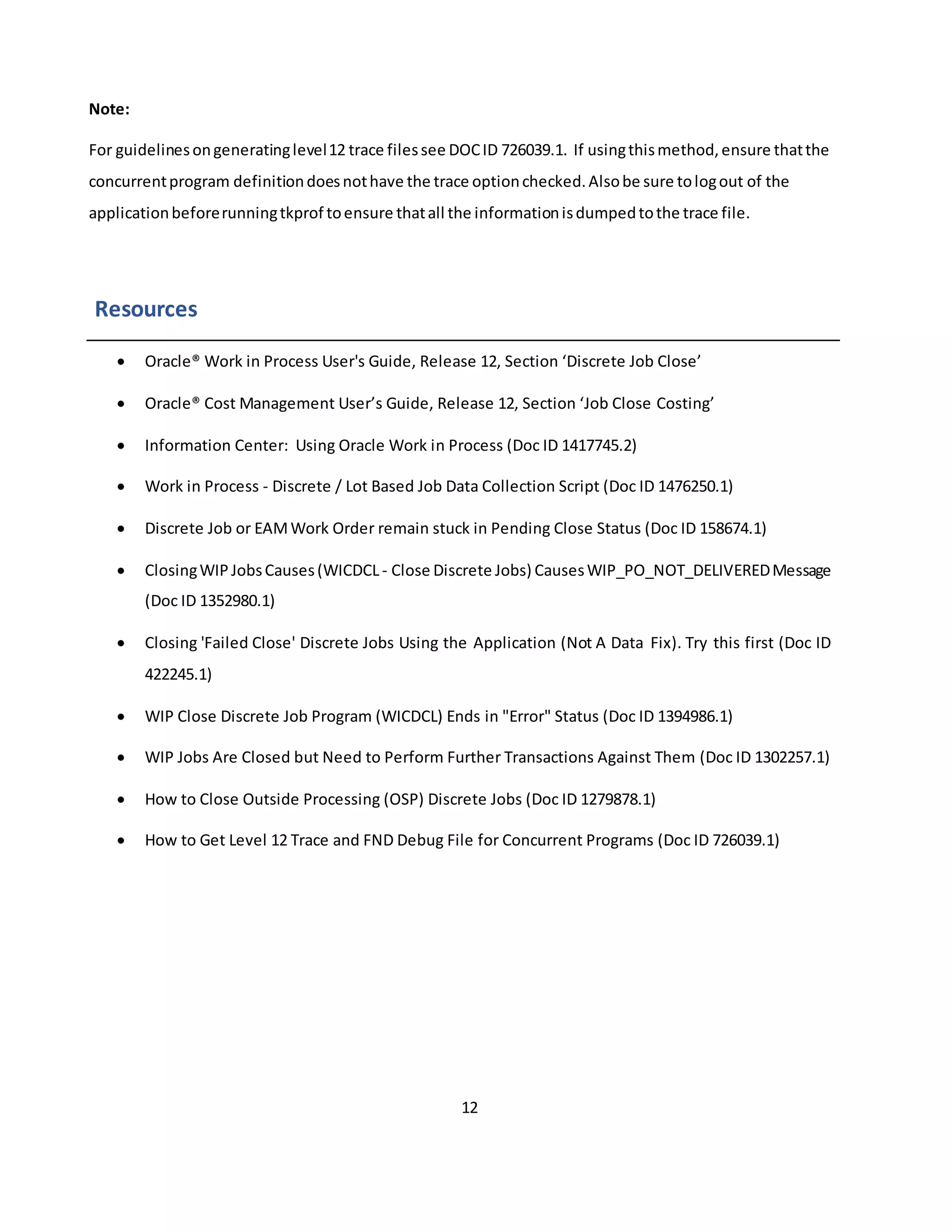 Discrete Job Closure Process | DOCX