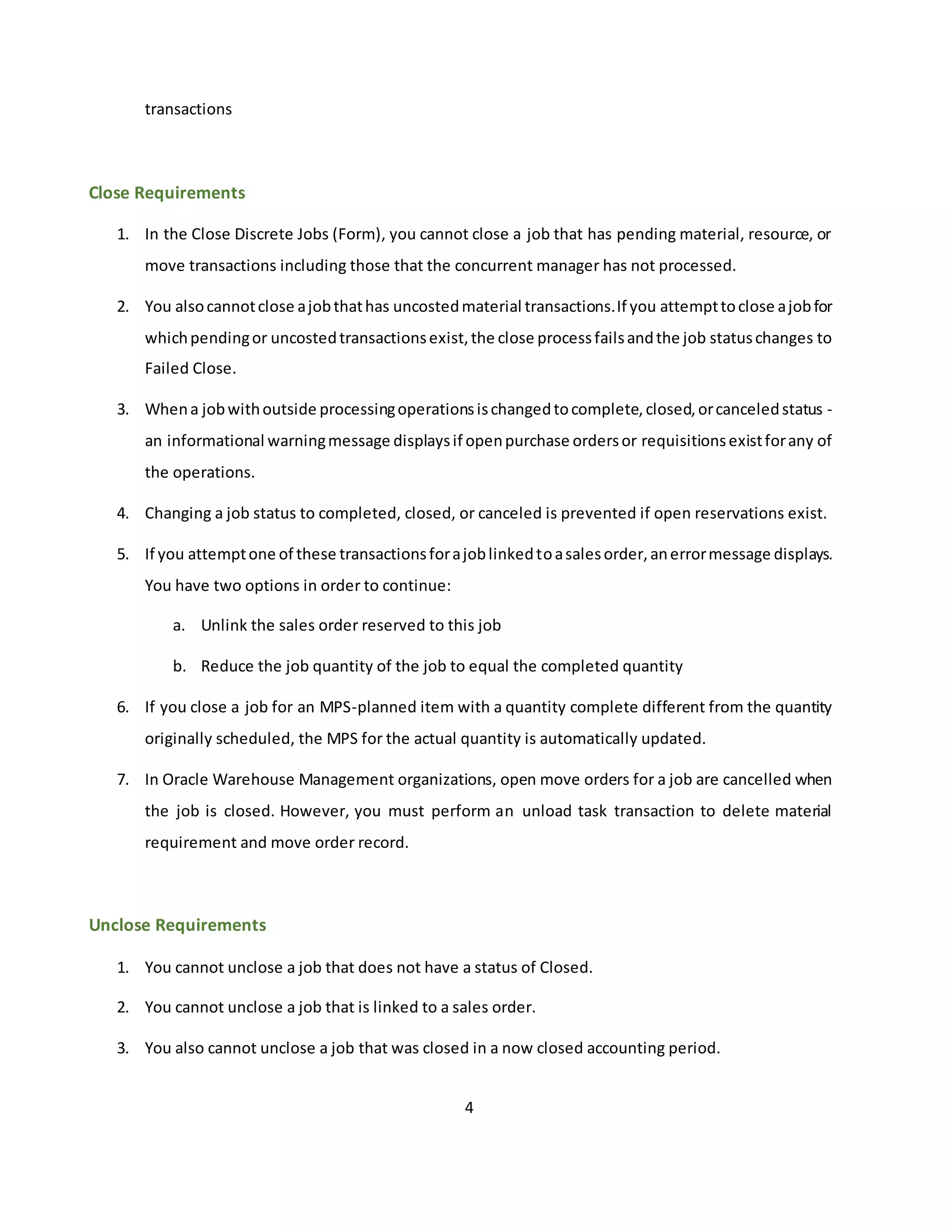 Discrete Job Closure Process | DOCX