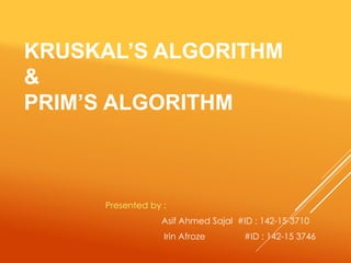 Kruskal & Prim's Algorithm | PPTX