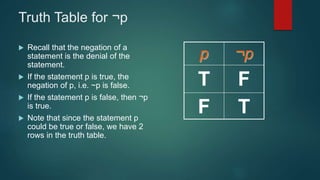 Discrete math Truth Table | PPTX