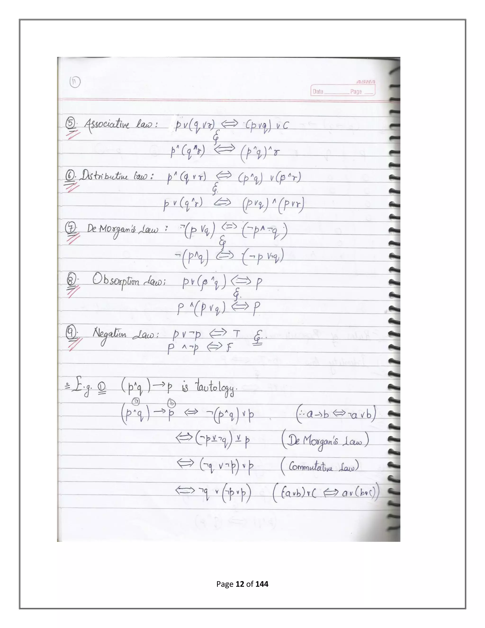 Discrete Mathematical Structure Complete Notes Of 3rd Semester Btech