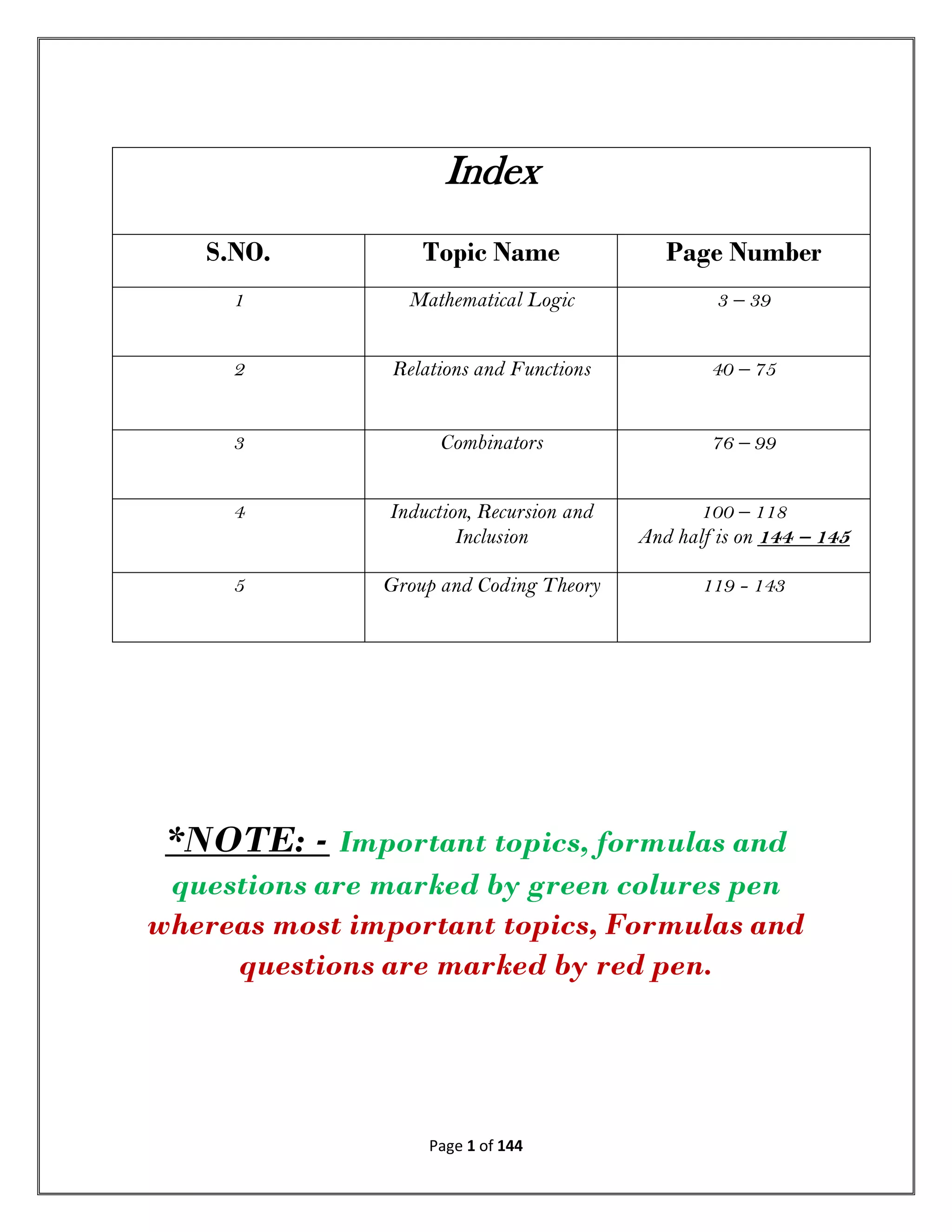 Discrete Mathematical Structure Complete Notes Of 3rd Semester Btech