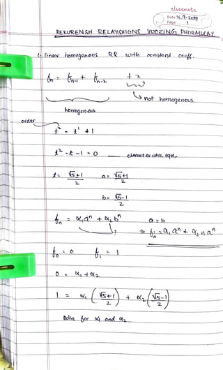 Discrete maths# Recurrence relations using formulae | PDF