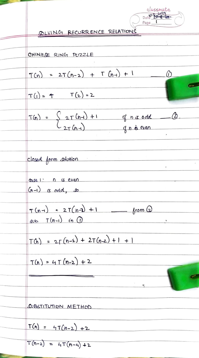 Discrete Maths Solving Recurrence Relations 2 Pdf
