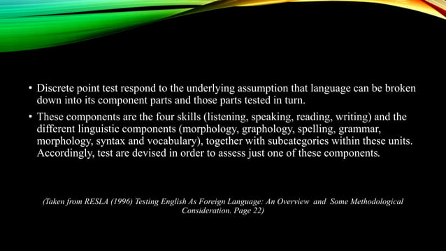 Discrete point test 1 | PPTX | Standardized Testing | Educational ...