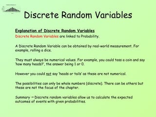 Discrete Random Variables for mathematics | PPTX
