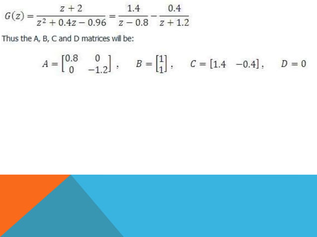 Discrete State Space Model 9th And10th Lecture Ppt