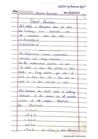 Discrete structures Past Papers | PDF