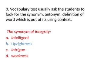 Discrete tet and integrative test for educational | PPTX