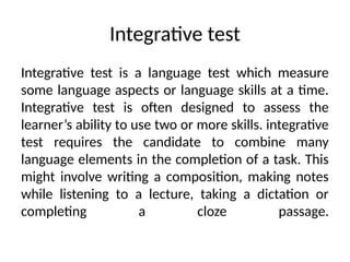 Discrete tet and integrative test for educational | PPTX