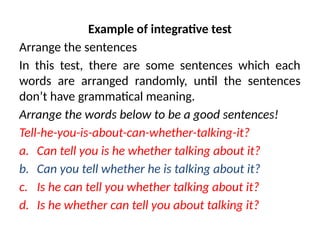 Discrete tet and integrative test for educational | PPT