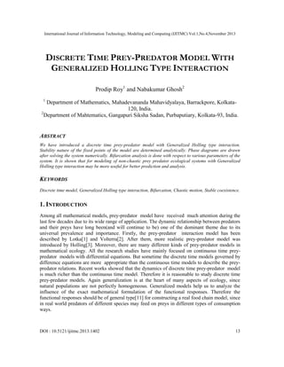 Discrete time prey predator model with generalized holling type interaction | PDF