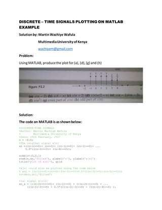 Discrete time signals on MATLAB | PDF
