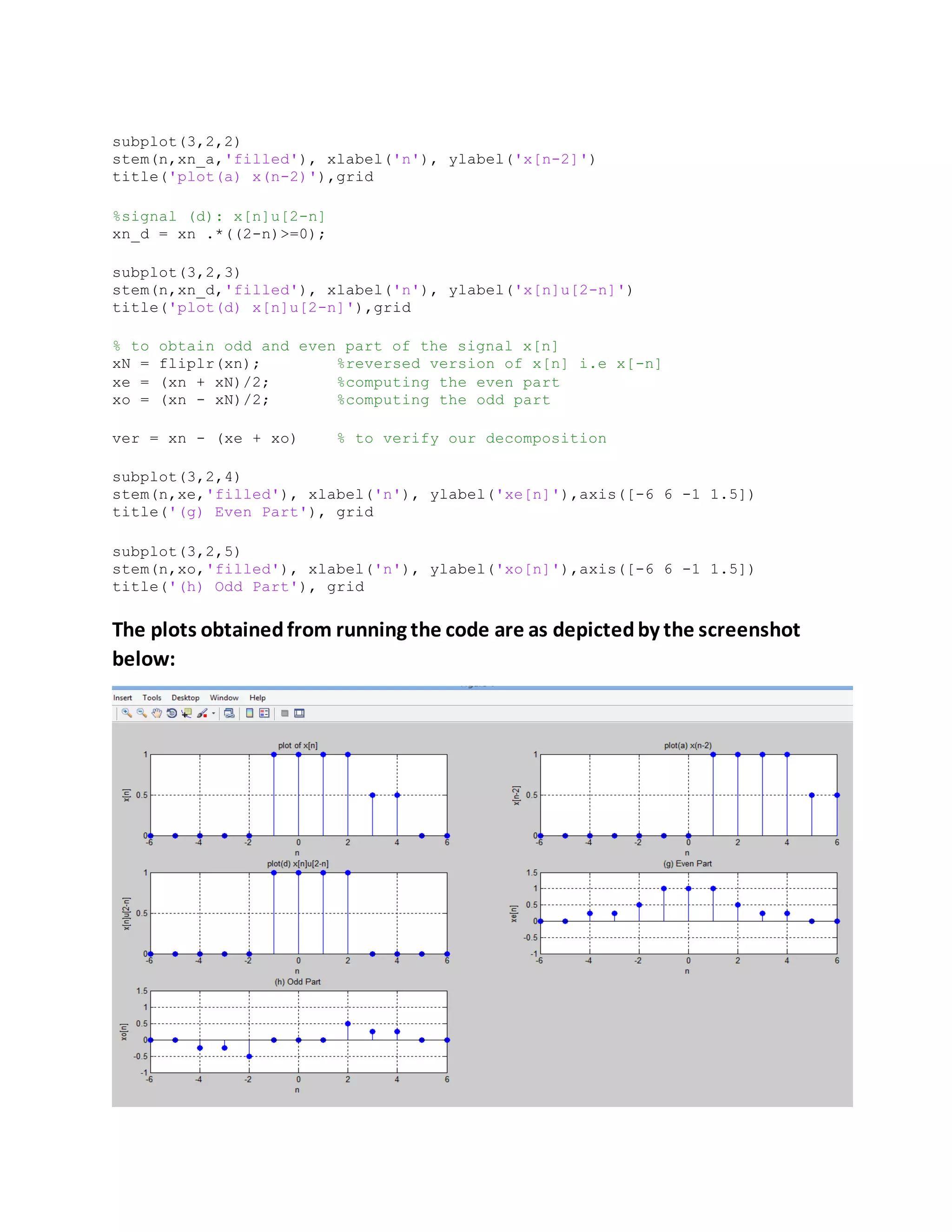 Discrete time signals on MATLAB | PDF