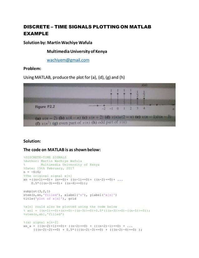 Discrete time signals on MATLAB | PDF