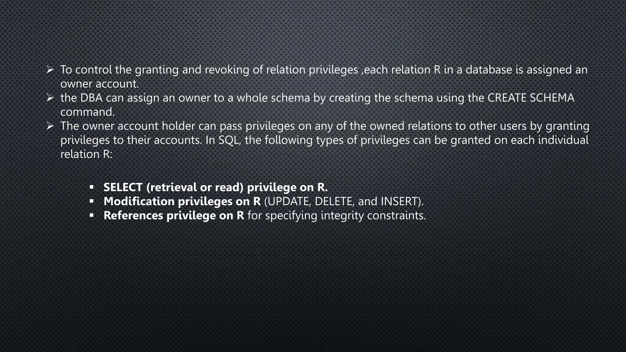 Discretionary Access Controldatabasepptx Databases Computer