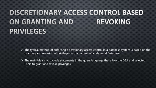 Discretionary access control(database).pptx | Databases | Computer ...