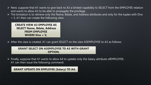 Discretionary Access Controldatabasepptx Databases Computer