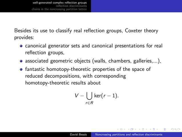 Noncrossing partitions and reflection discriminants | PPT