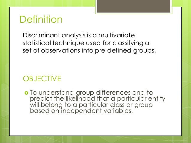 Discriminant analysis