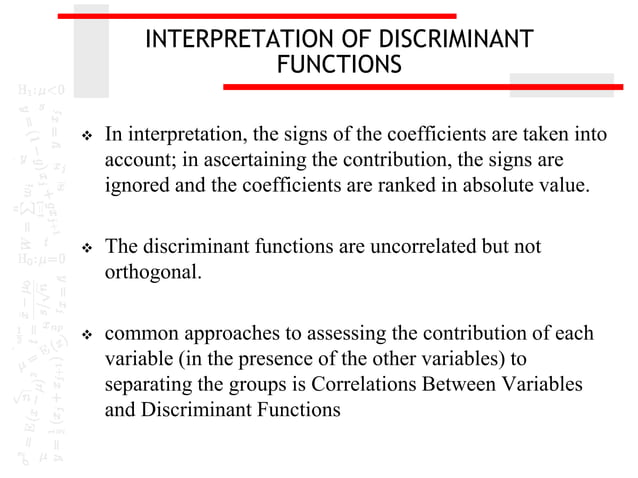 Discriminant analysis | PPTX | Physics | Science