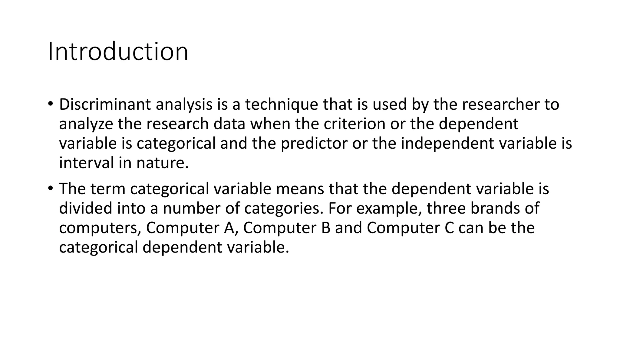 Discriminant Analysis- An introduction and its applications | PPT
