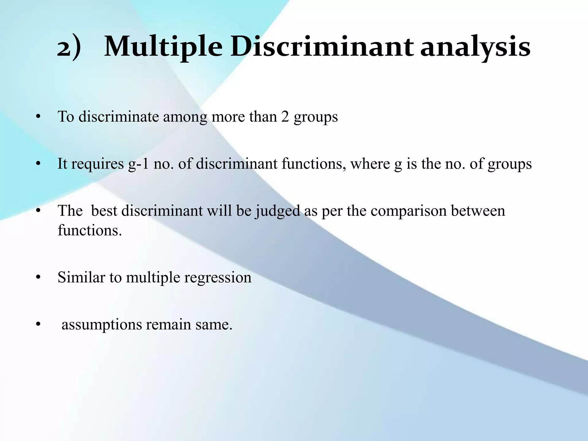 Discriminant function analysis (DFA) | PPTX