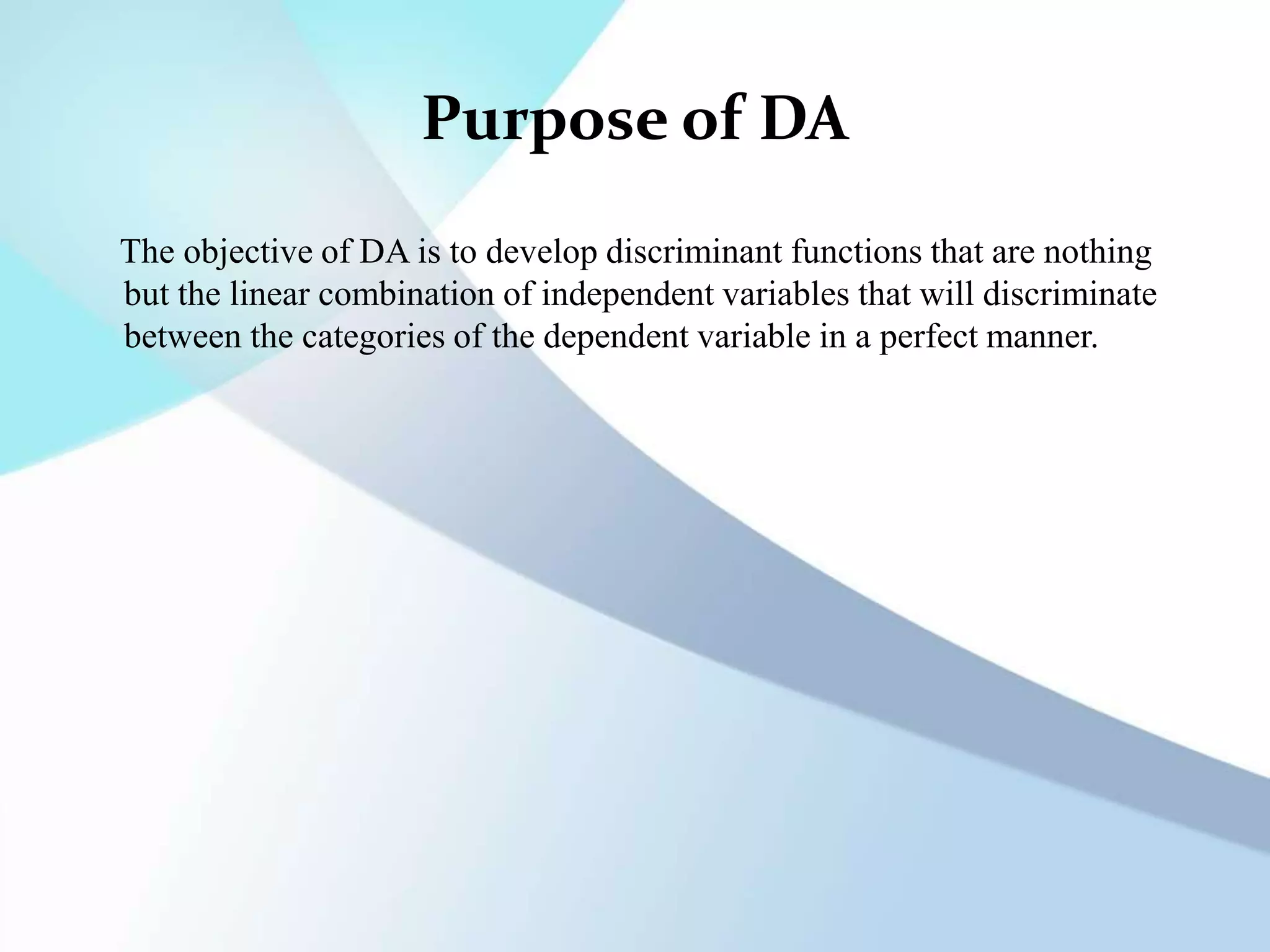 Discriminant function analysis (DFA) | PPTX