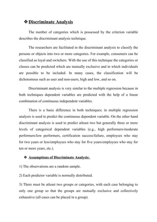 Discriminate analysis | PDF