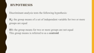 Discriminate Analysis for health statistics .pptx