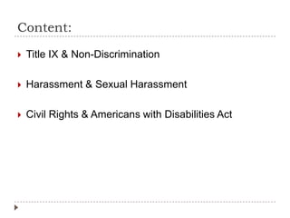 Discrimination and Harassment | PPT