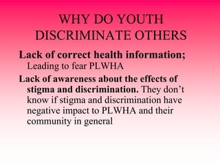 Discrimination and hivaids infections in youth camps dar es salaam st ...