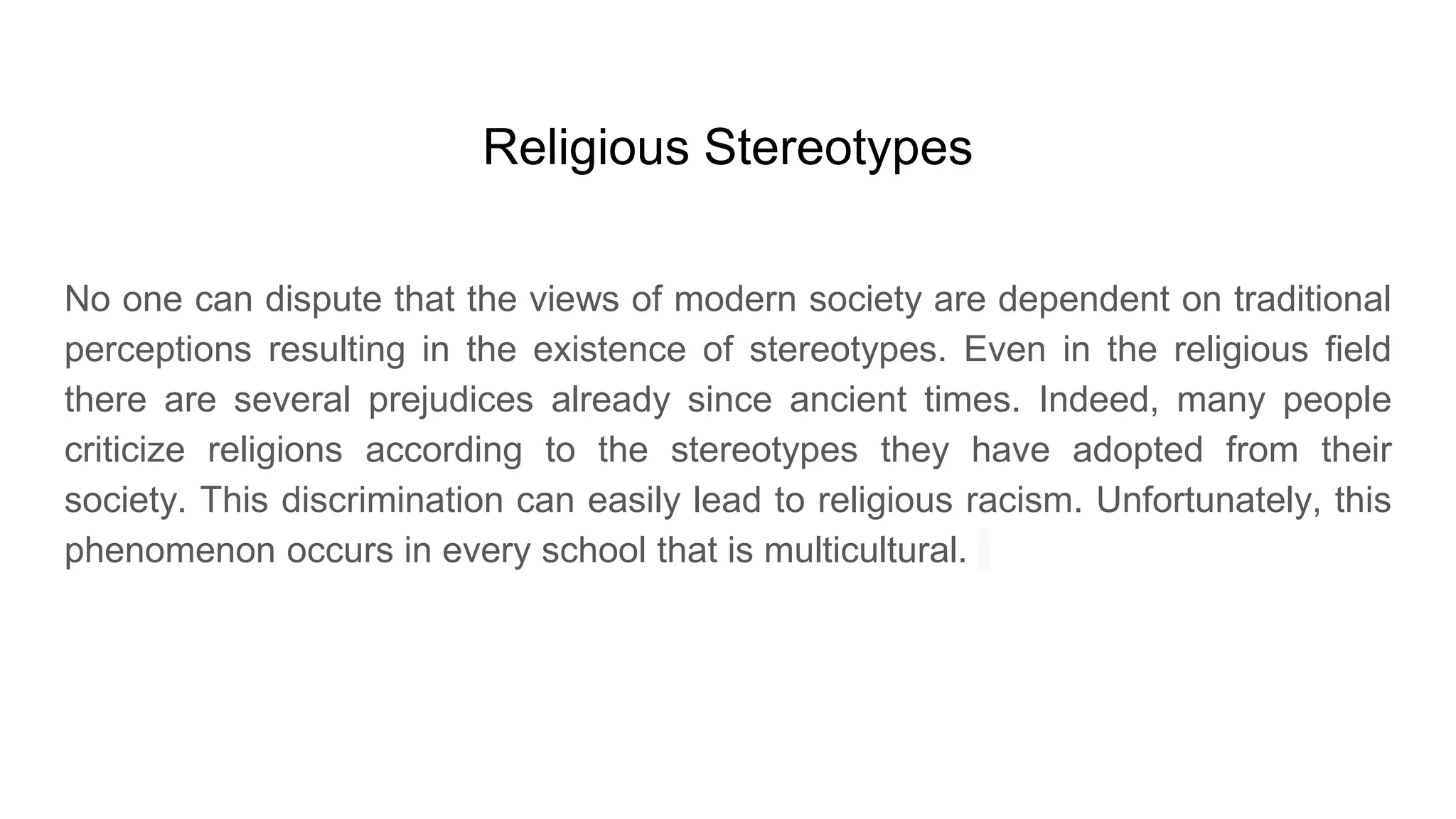 DISCRIMINATION AND STEREOTYPICAL THINKING IN SCHOOL HOW TO ADDRESS AND ...