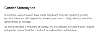 DISCRIMINATION AND STEREOTYPICAL THINKING IN SCHOOL HOW TO ADDRESS AND ...