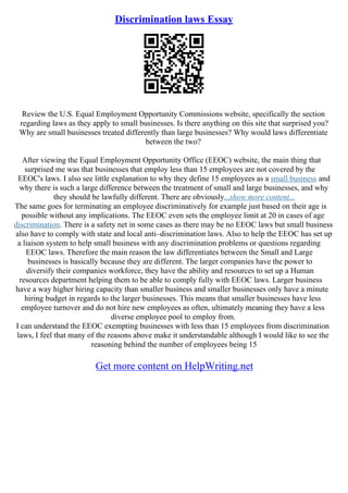 Discrimination Essay | PDF | Debated Sensitive Social Issues ...