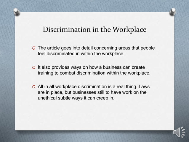 Discrimination in the workplace | PPTX | Debated Sensitive Social ...