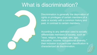 Discrimination in the workplace | PPTX