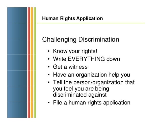 Discrimination is Against the Law! A Primer on Human Rights Law in On…