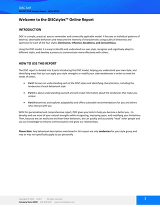 DISC Assesment (questions and the results) | PDF